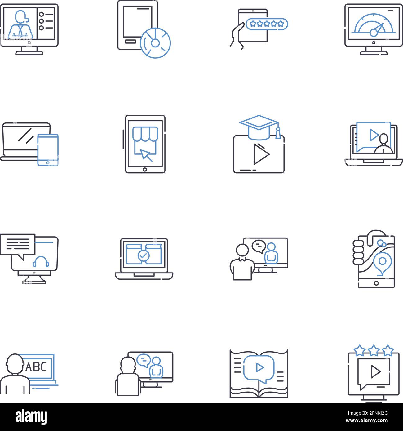 Filmography line icons collection. Cinematography, Scriptwriting ...