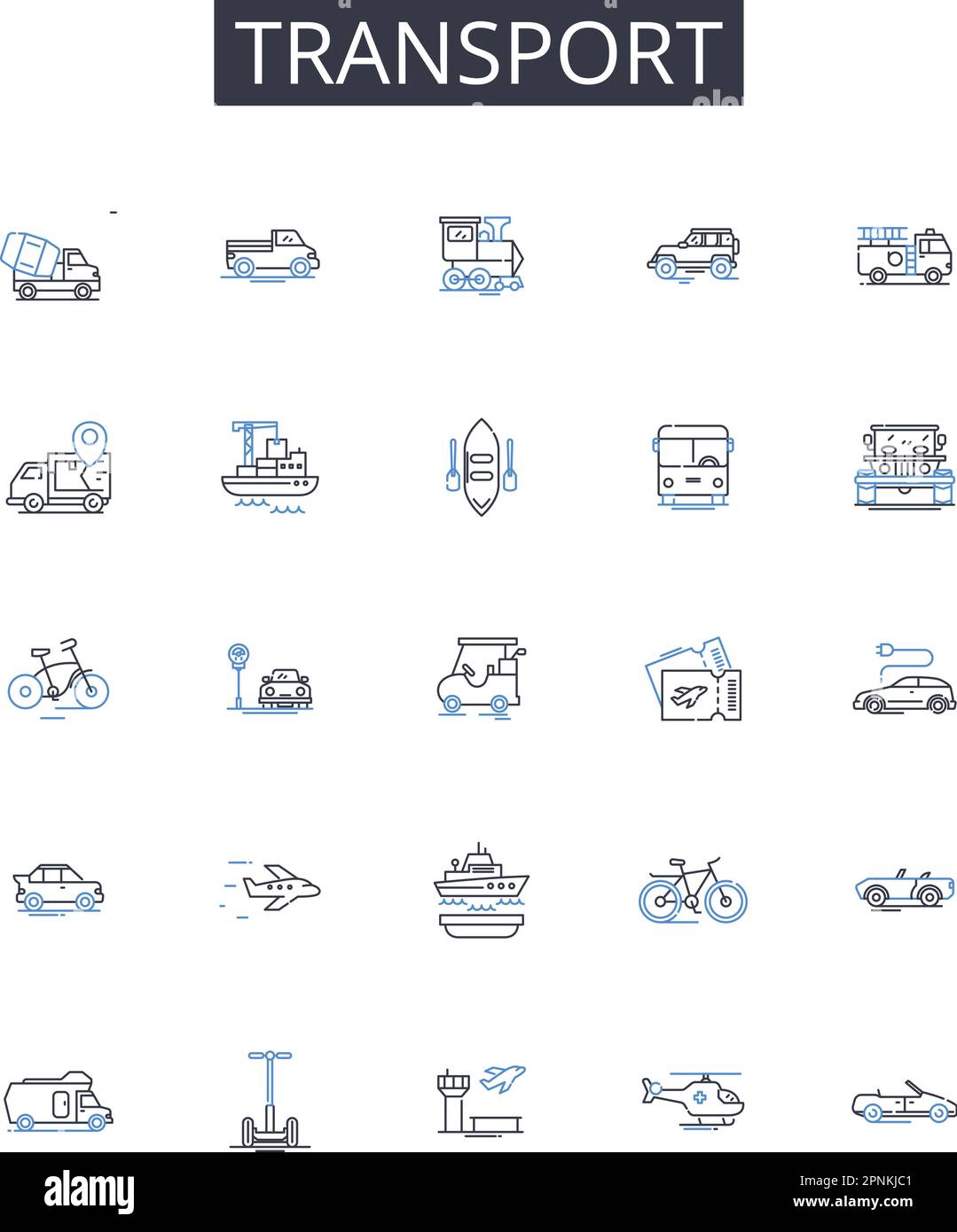 Transport line icons collection. Logistics, Freight, Delivery ...