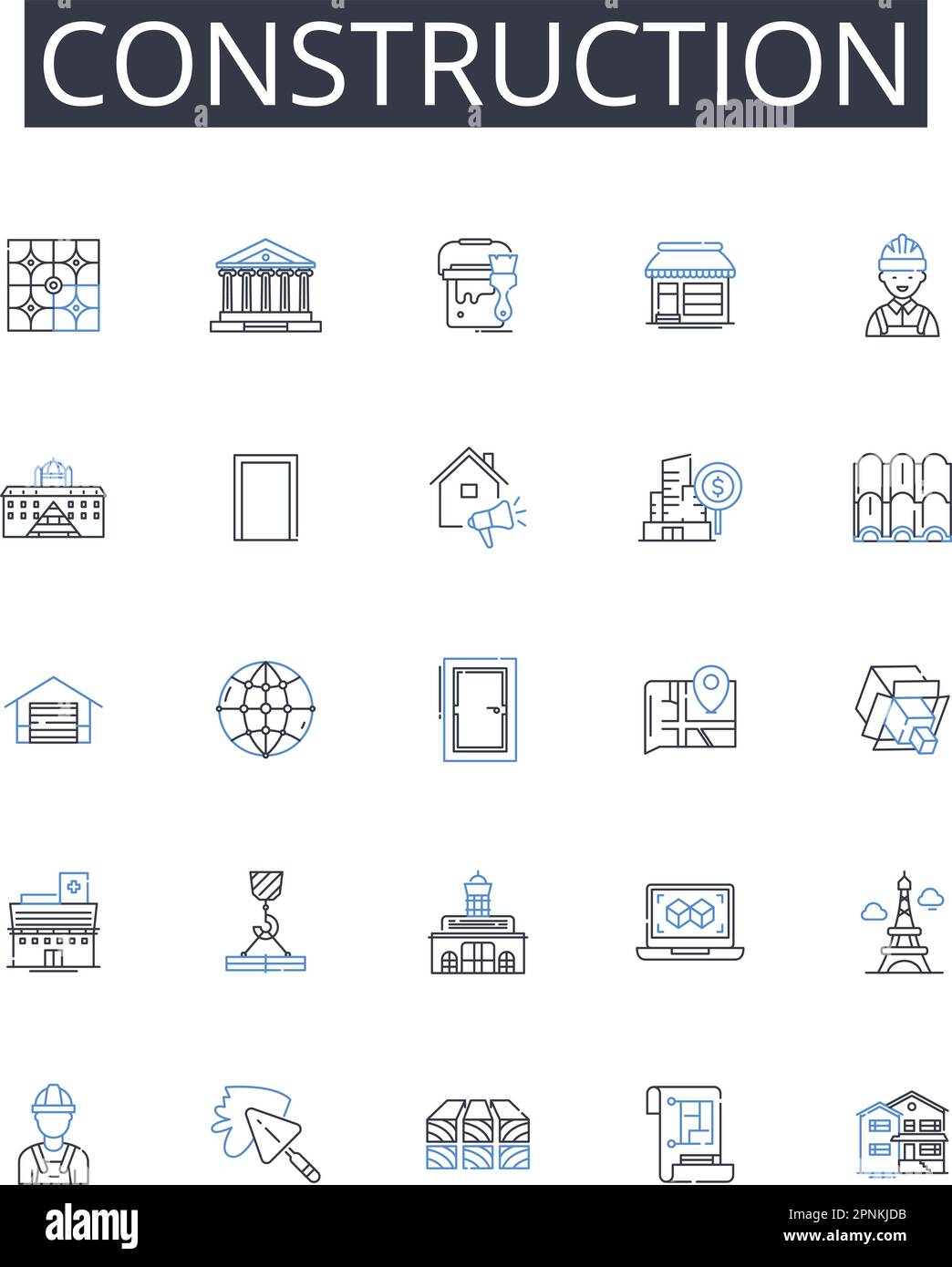 Construction line icons collection. Building, Fabrication ...