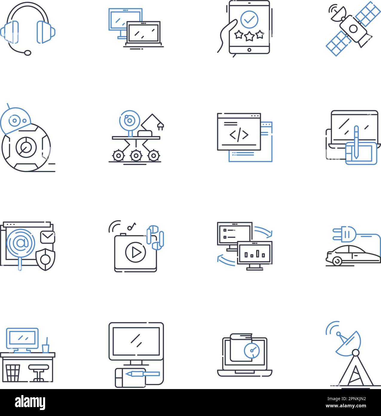 Apps industry line icons collection. Innovation, Mobile, Gaming, Productivity, Accessibility ...