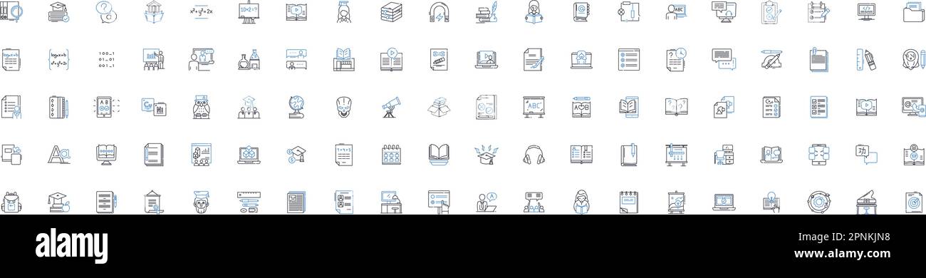 Assignment-task line icons collection. Research, Analysis, Writing, Creativity, Critique ...