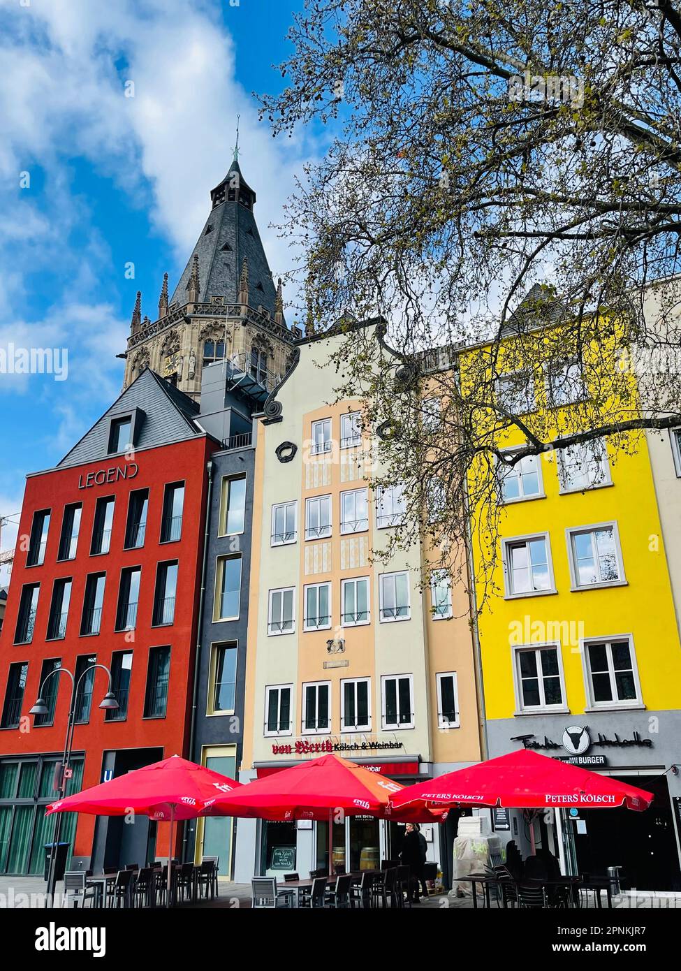 old market square with historic statue in Koln. Visit Germany Stock ...