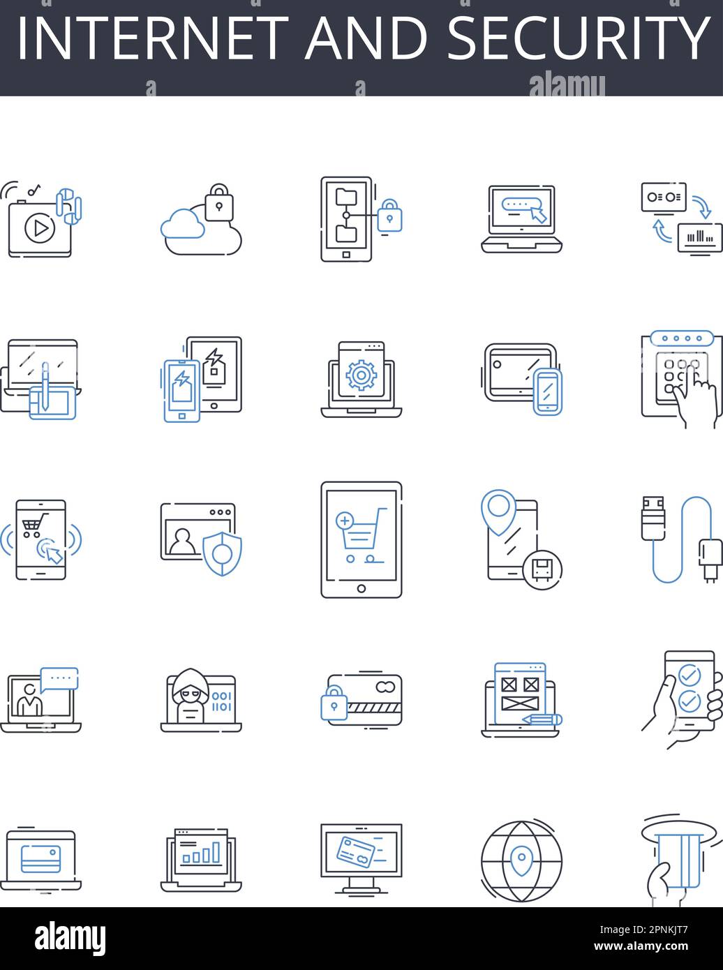 Internet and security line icons collection. Cybersecurity, Online ... Internet and security line icons collection. Cybersecurity, Online ...