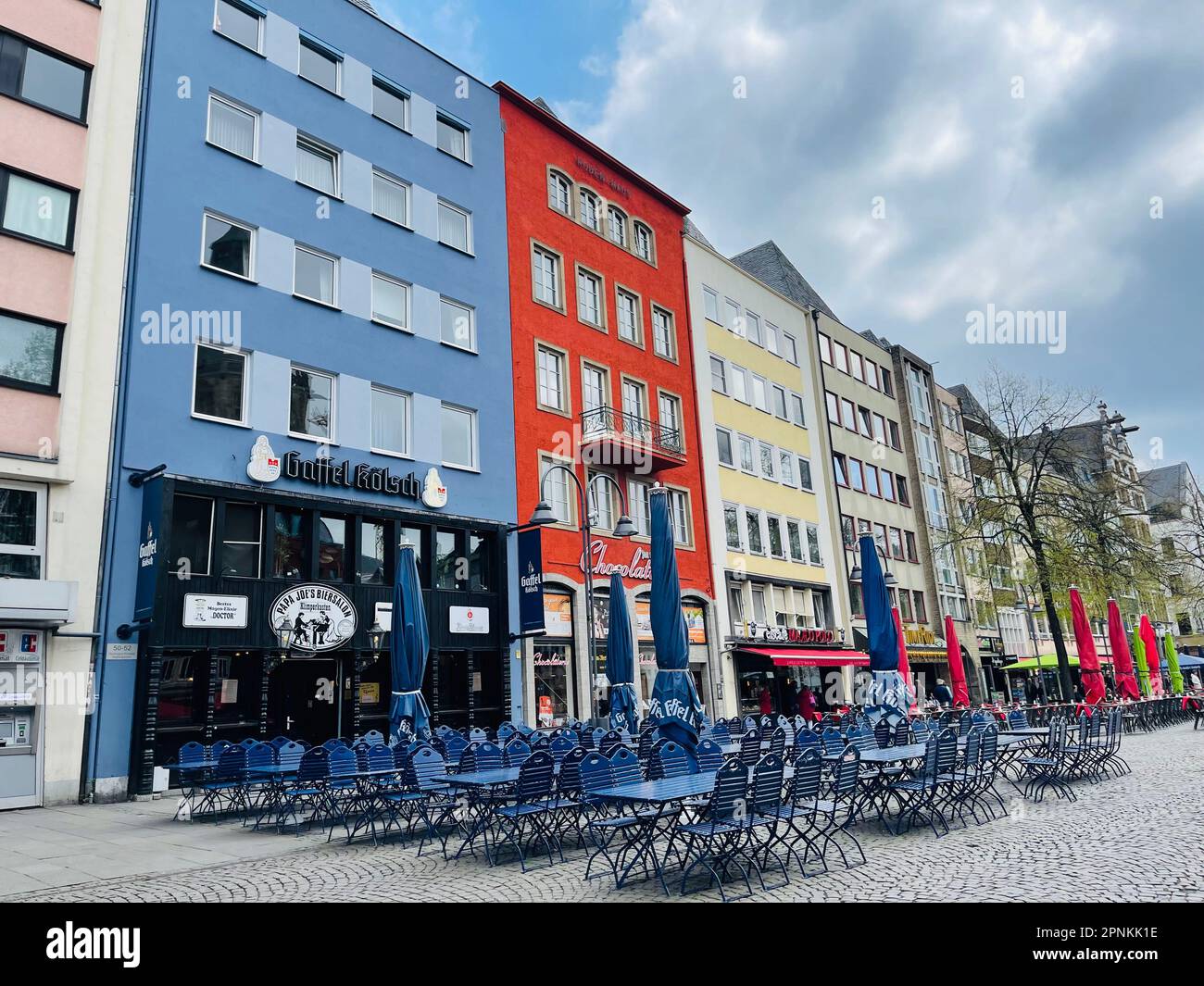 old market square with historic statue in Koln. Visit Germany Stock ...