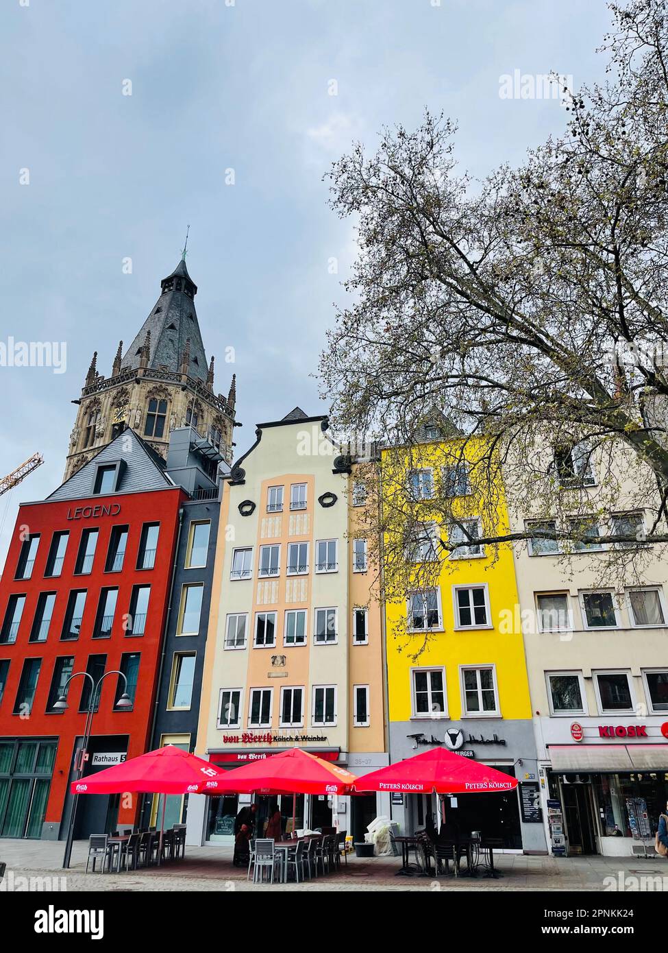 old market square with historic statue in Koln. Visit Germany Stock ...