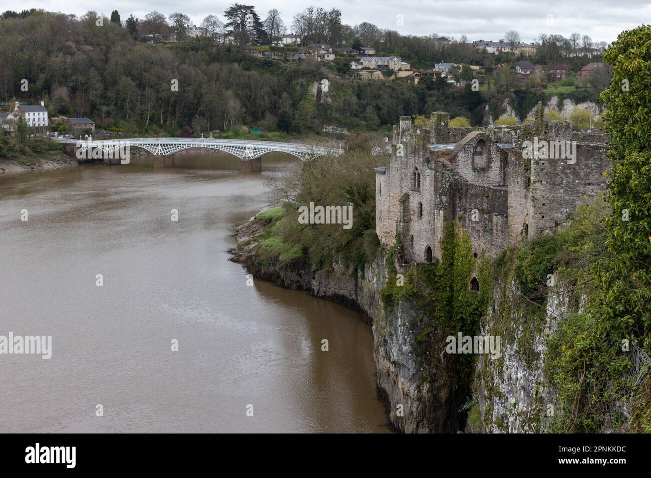 Chepstow, UK. 14th April, 2023. The River Wye and Old Wye Bridge are ...