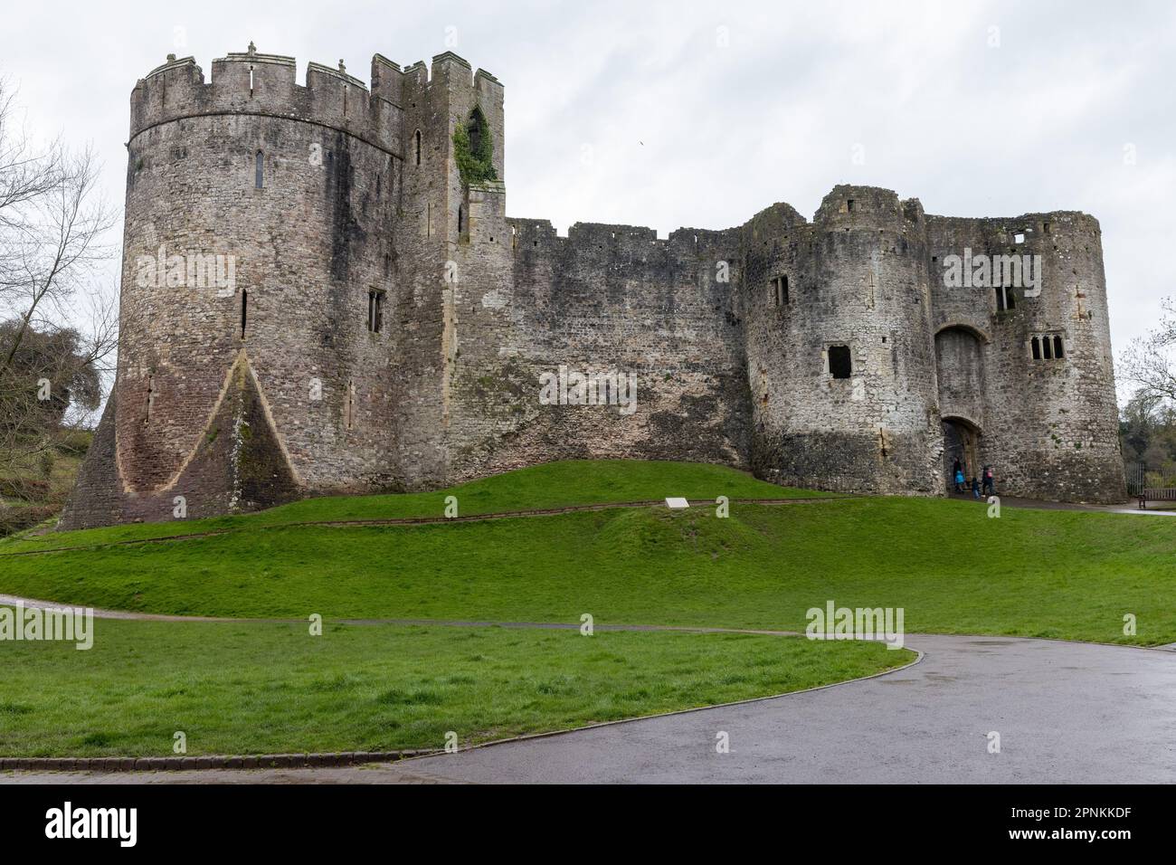 Chepstow, UK. 14th April, 2023. Marten's Tower (l) and the main ...