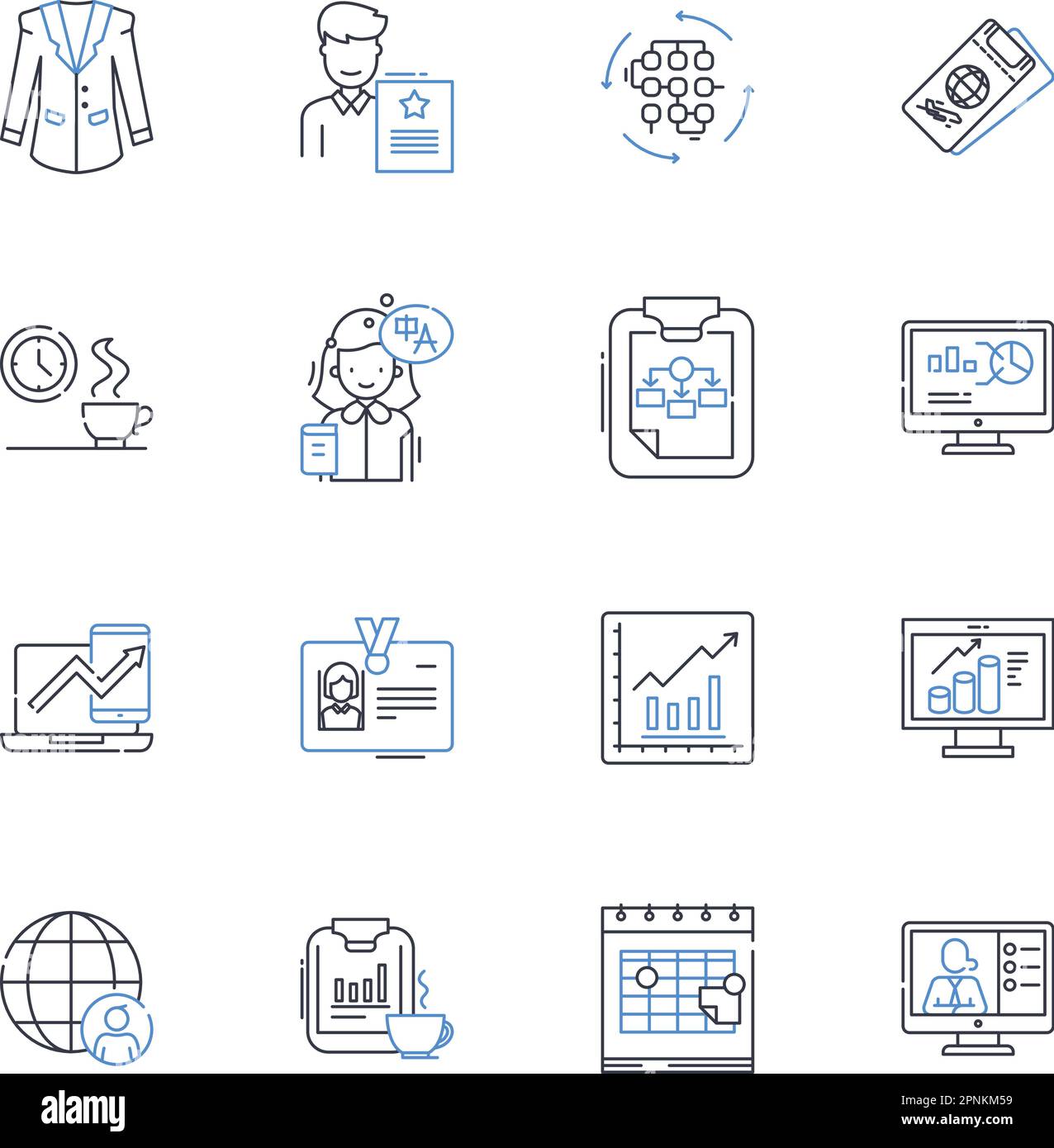 Administration Branch Line Icons Collection Leadership Efficiency Coordination Communication