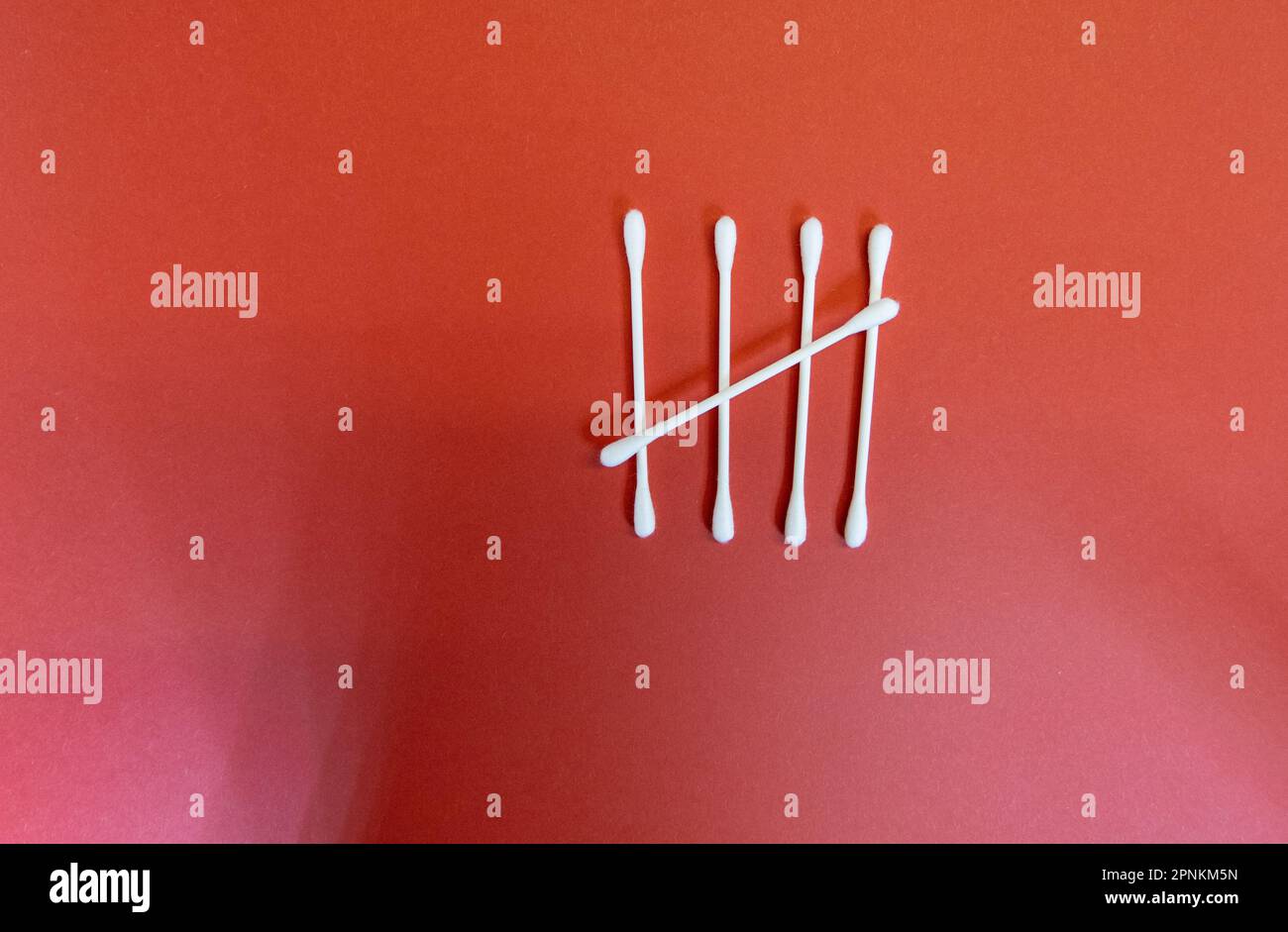 the number five (5) in Tally marks or hash marks with clean white ...