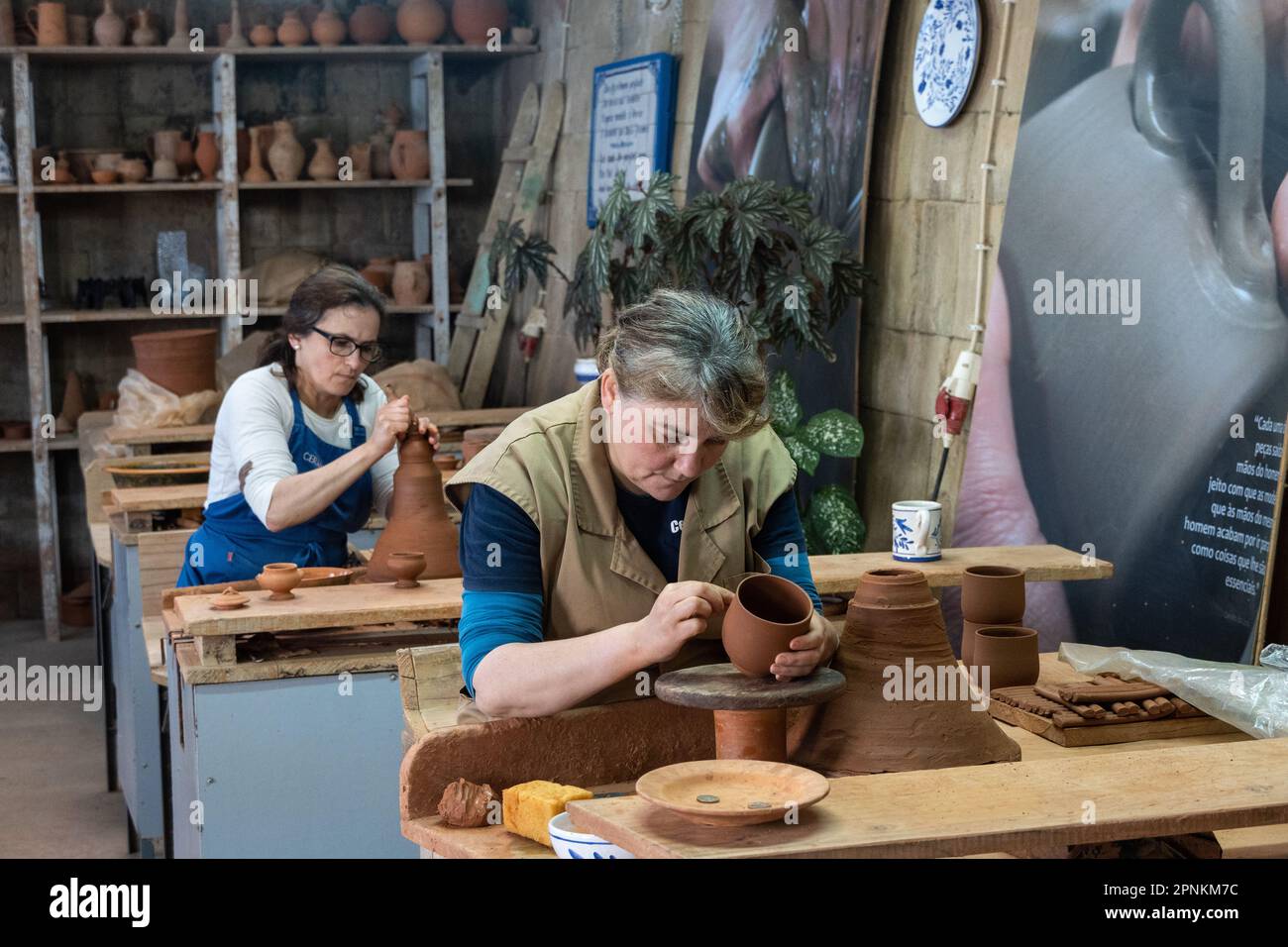 Artisans hand craft traditional Azorean pottery at the Ceramica Vieira ...