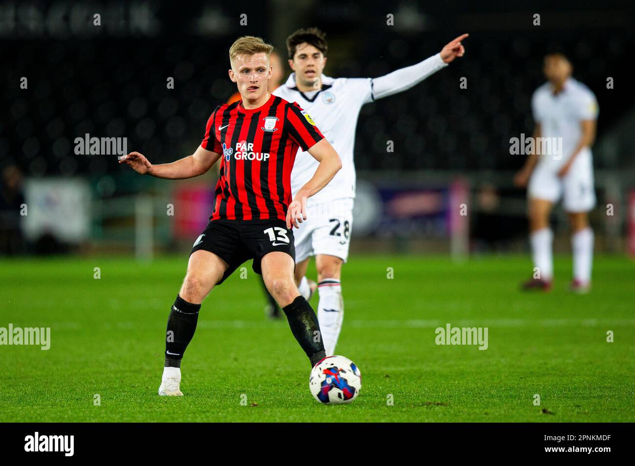 Swansea, UK. 19th Apr, 2023. Ali McCann of Preston North End in action ...