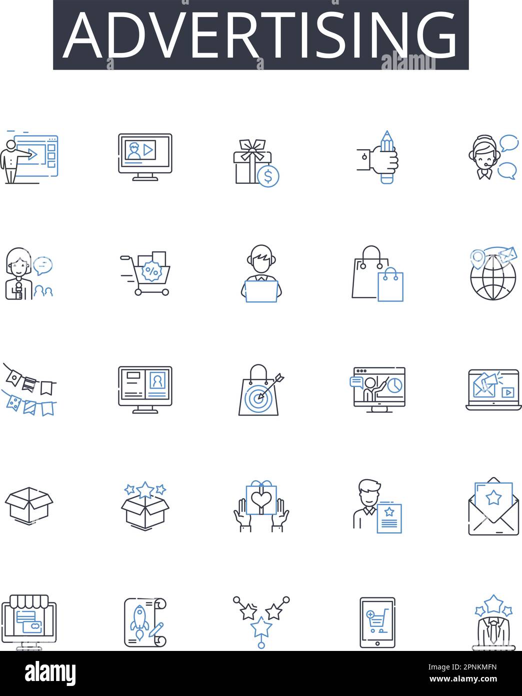Advertising line icons collection. Promotion, Marketing, Communication ...