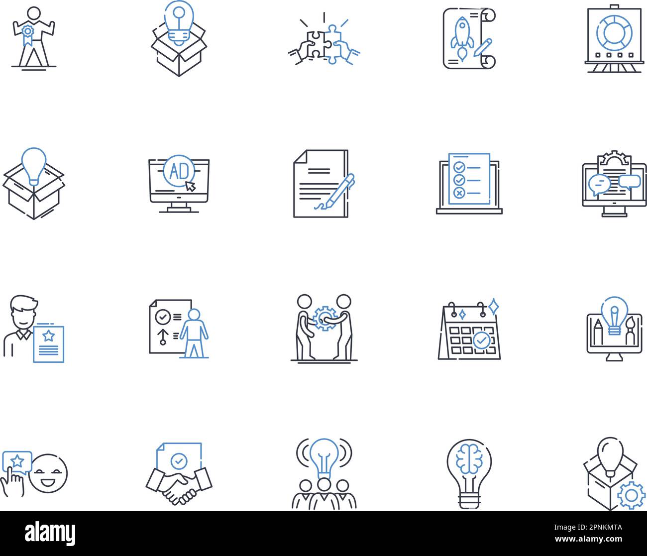 Media agency line icons collection. Advertising, Marketing, Broadcast ...