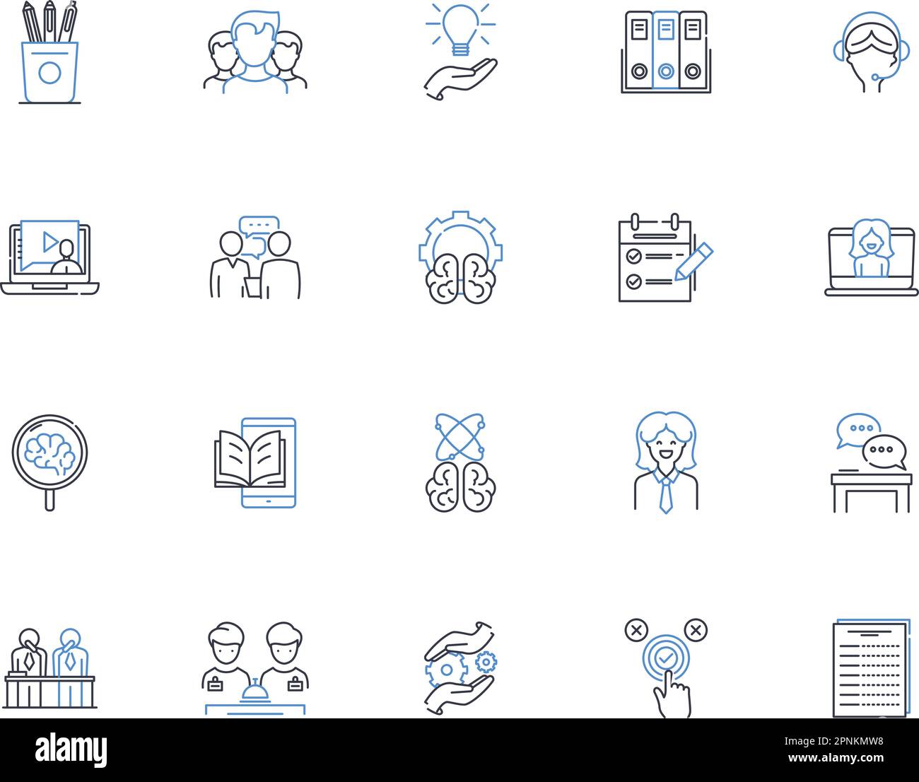 Leadership development line icons collection. Motivation, Vision ...