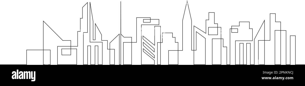 Continuous line drawing of house, residential building concept ...