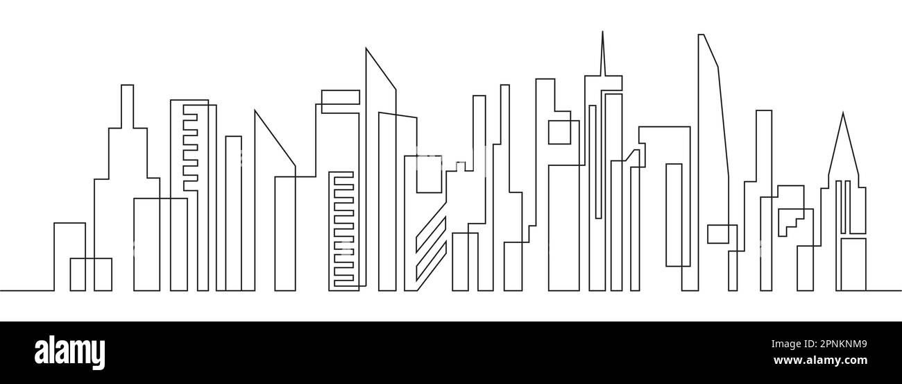 Continuous line drawing of house, residential building concept ...