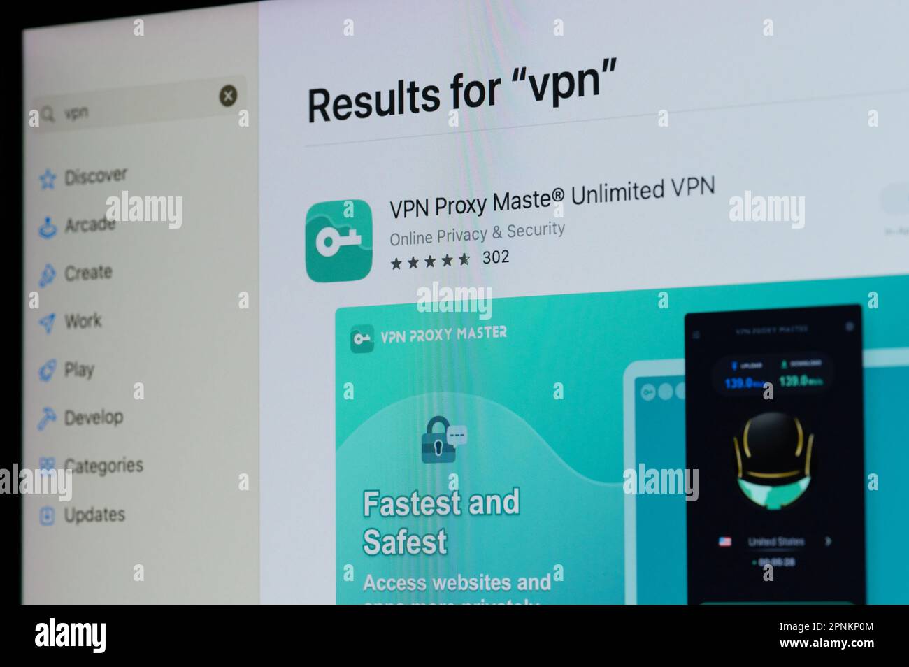 New york, USA - April 18, 2023: VPN Proxy master app in apple store on ...