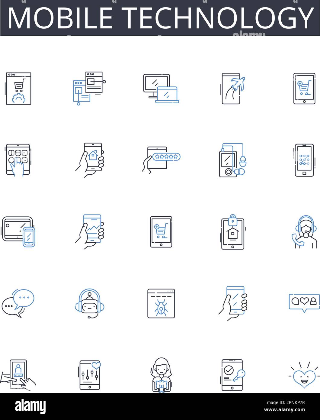 Mobile technology line icons collection. Digital innovation, Smart ...