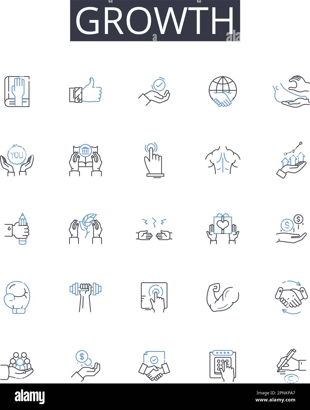 Growth line icons collection. Expansion, Development, Progression ...