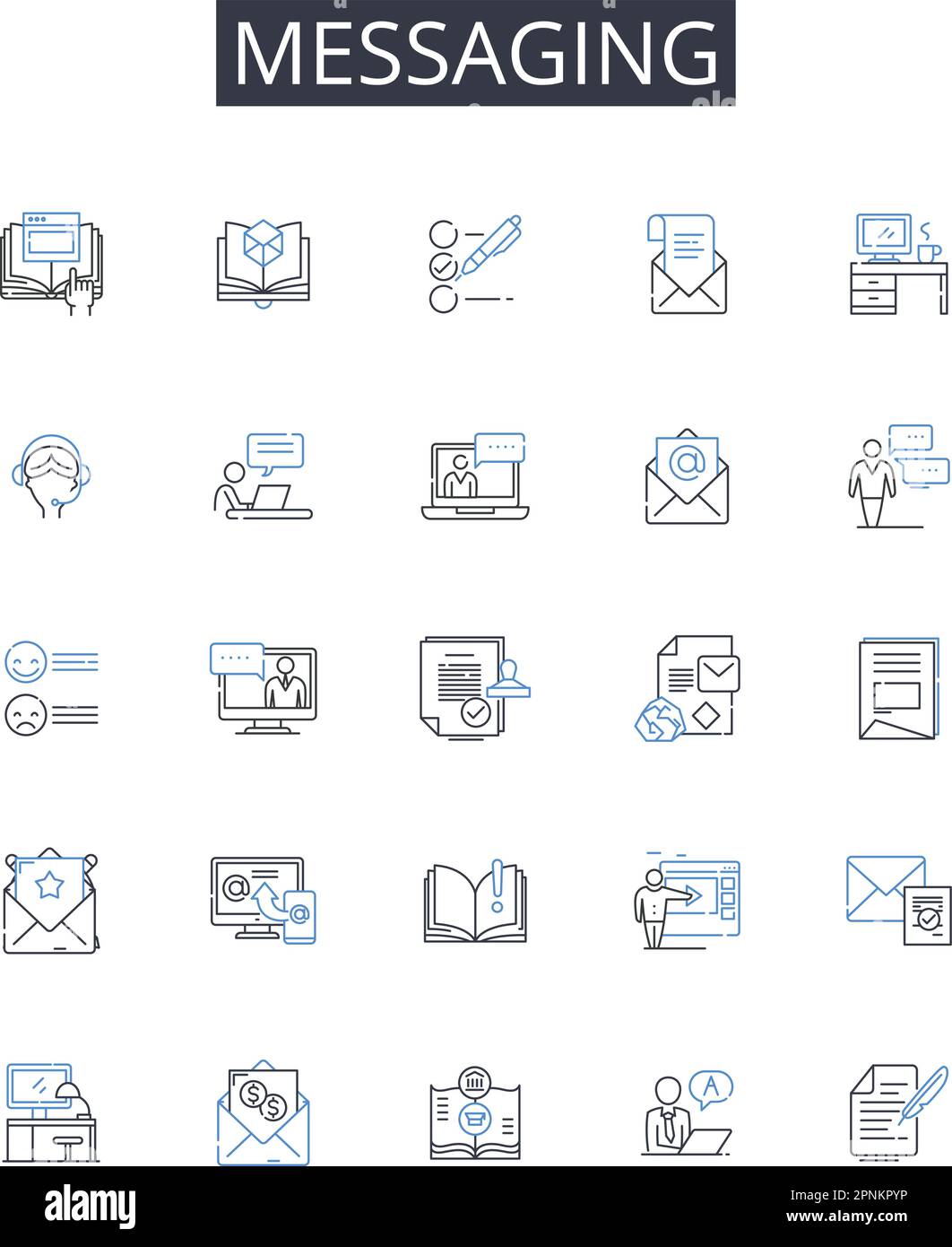 Messaging line icons collection. Chatting, Correspondence, Communicating, Texting, Emailing ...