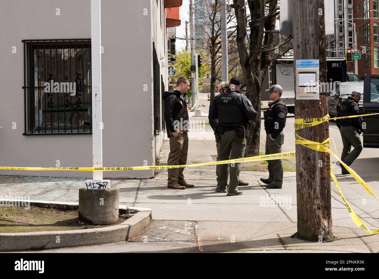 Seattle, USA. 19 Apr, 2023. Lower Queen Anne residents awoke to an ...