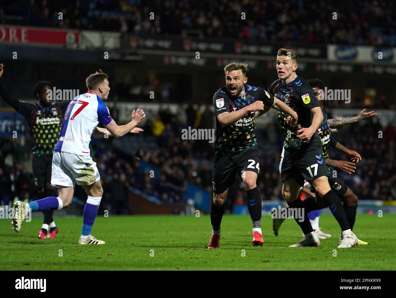 Coventry City's Matthew Godden and Viktor Gyokores celebrate their side ...