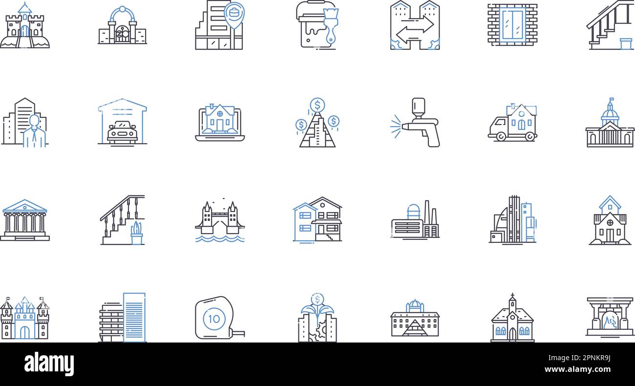 Mansion and villa line icons collection. Prestige, Opulence, Grandeur ...