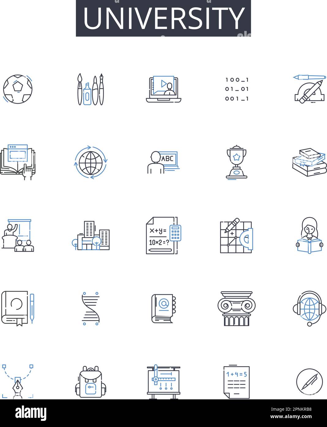 University line icons collection. College, School, Academy, Institute, Polytechnic, Conservatory ...