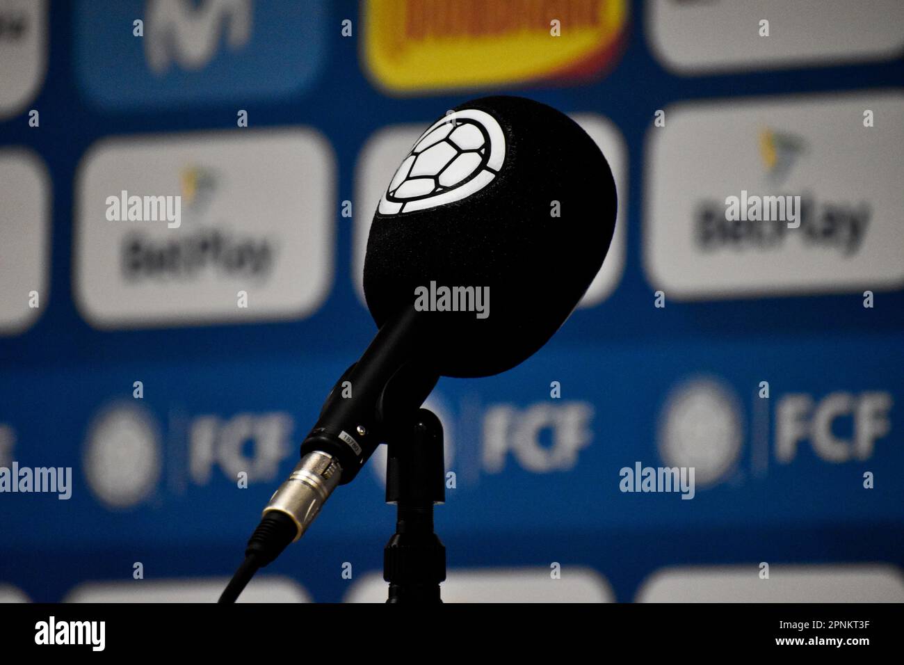 The Colombian football federation press room before a media conference ...