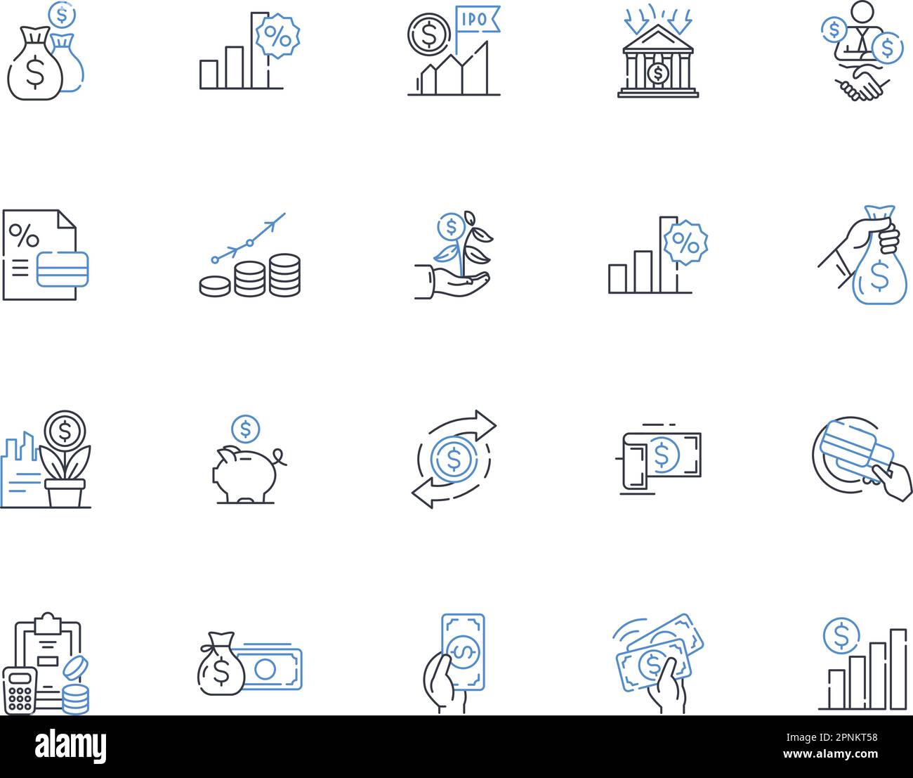 Portfolio Diversification Line Icons Collection Allocation Assets