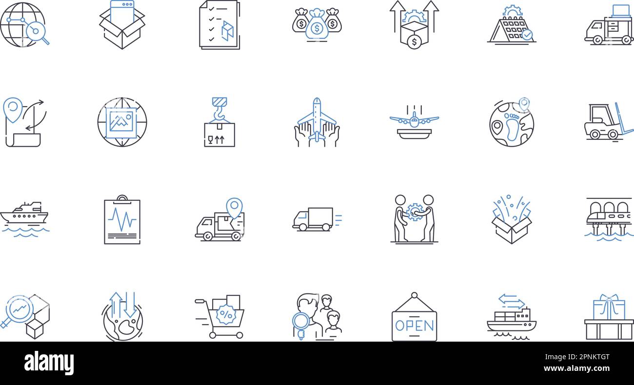 Parcel couriers line icons collection. Delivery, Shipping, Transport, Logistics, Distribution ...