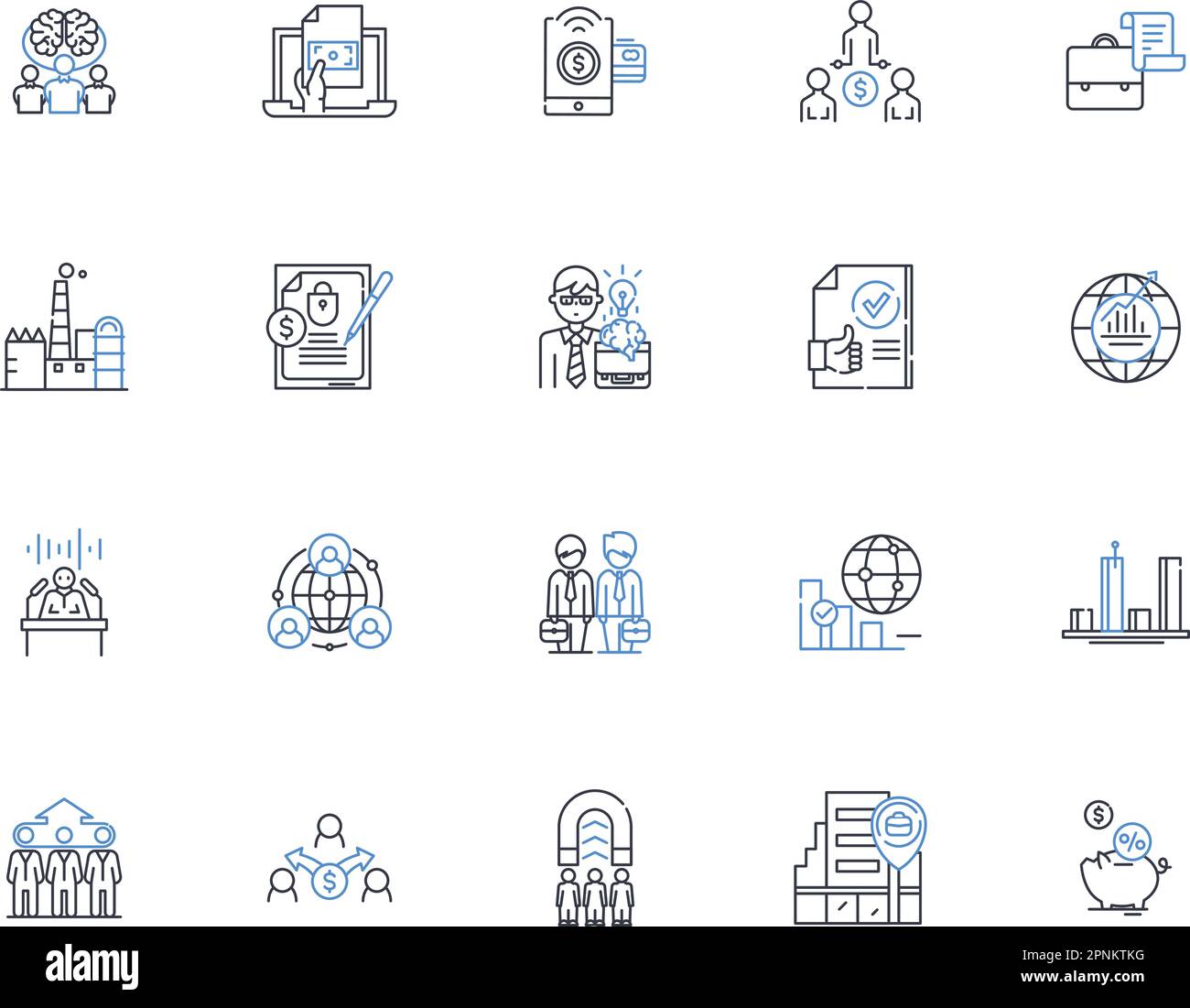 Transnational trade line icons collection. Globalization, Export ...