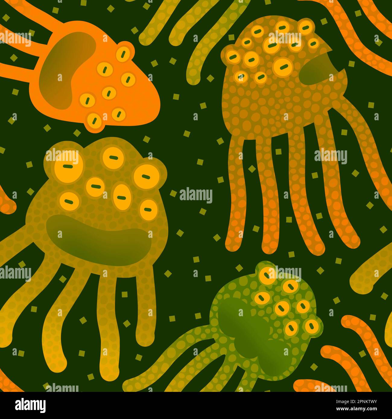 Cartoon monsters octopus seamless emoticons aliens pattern for kids ...