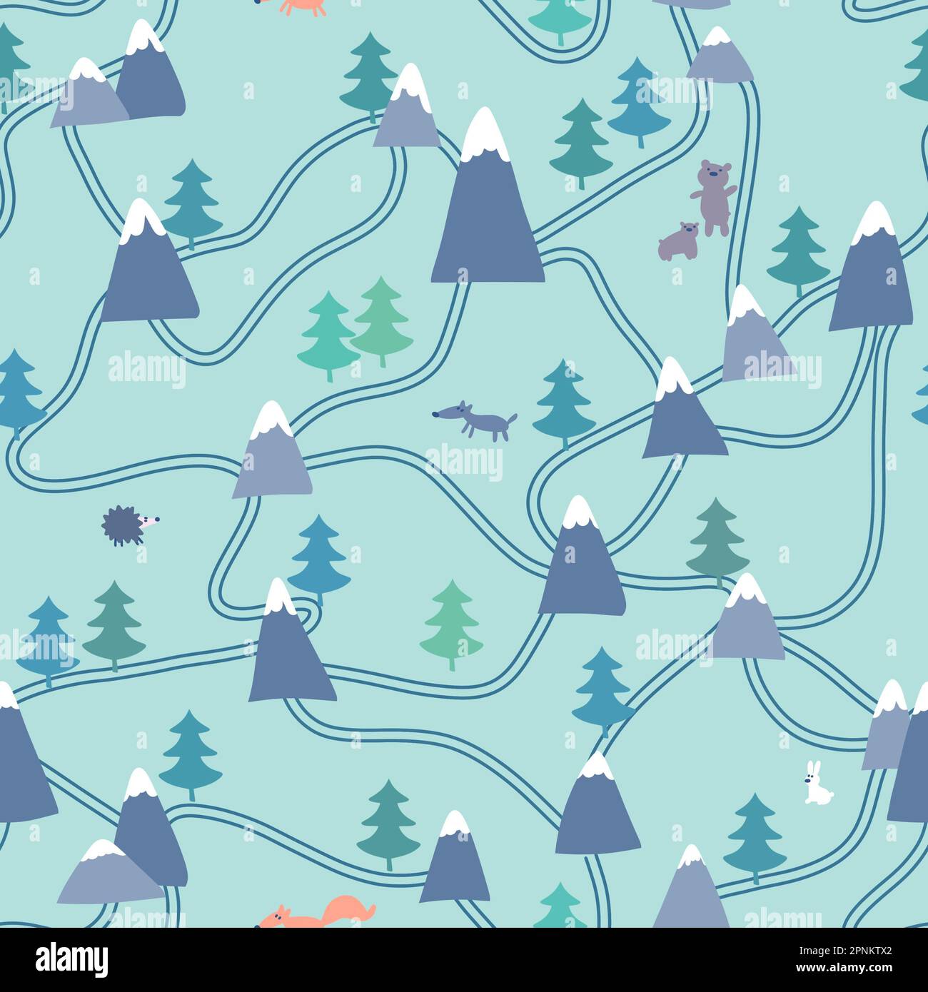 Cartoon forest seamless trees pattern for wrapping paper and kids ...