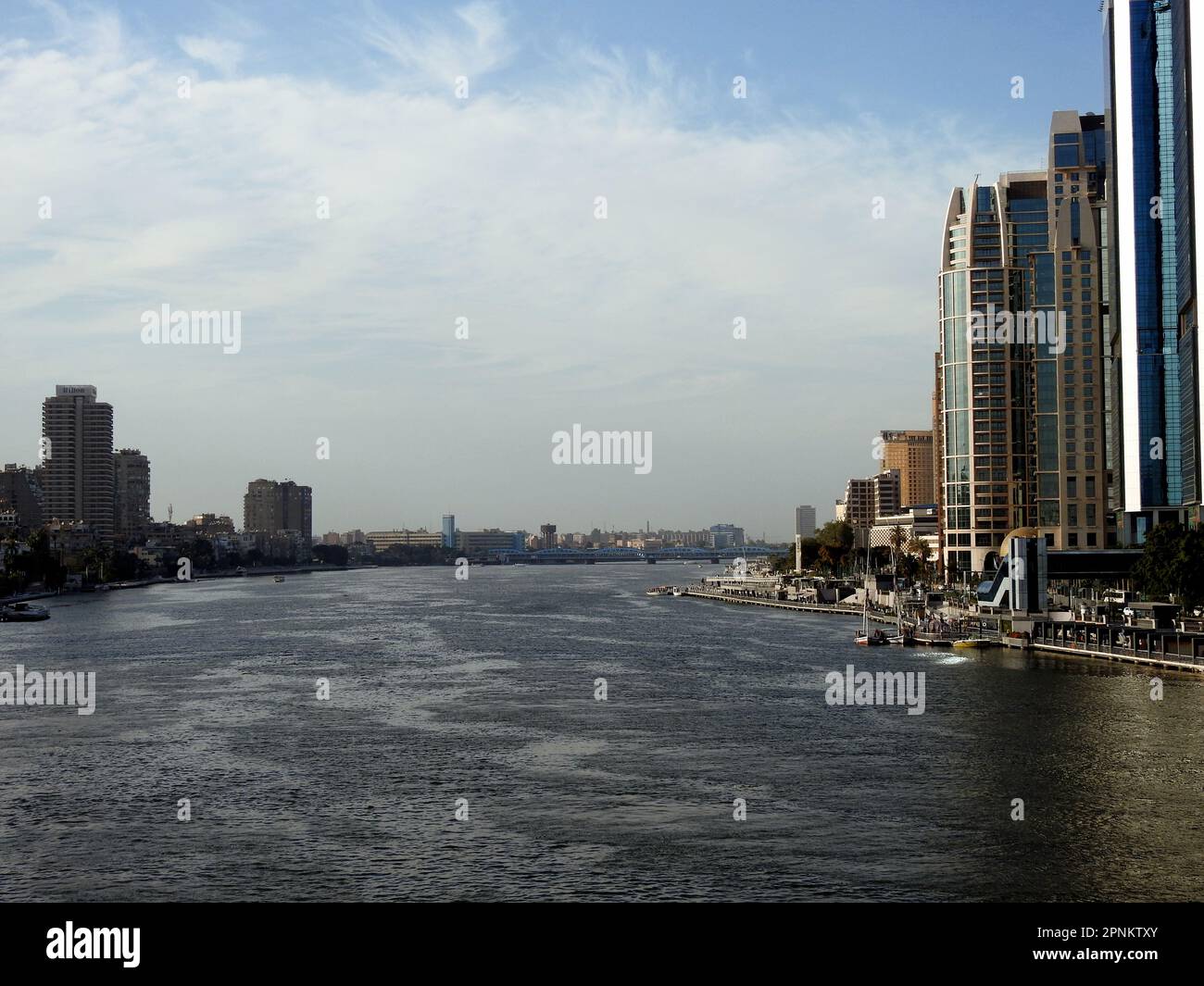 Cairo, Egypt, April 16 2023: The river Nile of Egypt with modern ...
