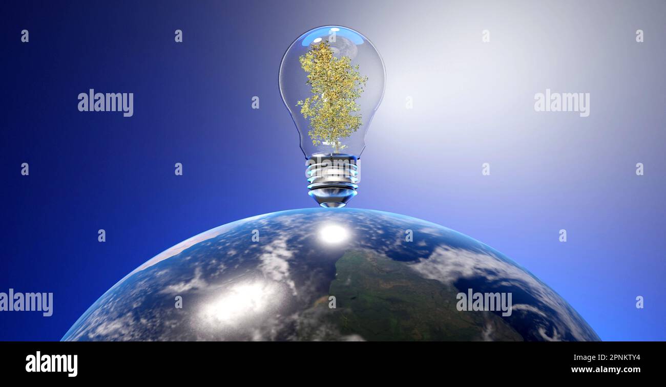 Light bulb planet earth inside hi-res stock photography and images - Alamy