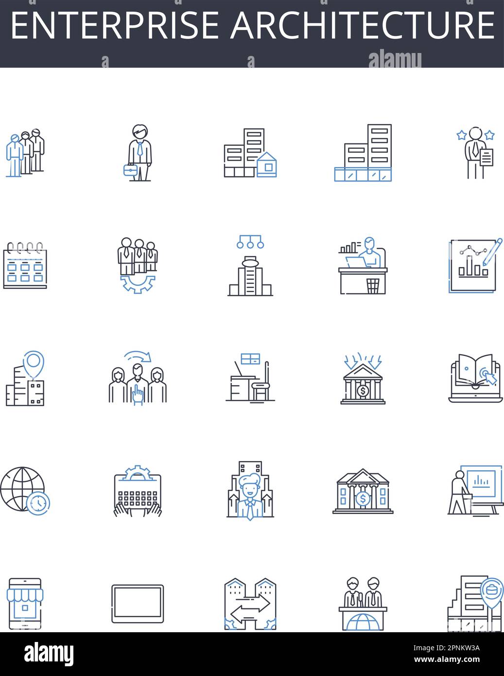 Enterprise Architecture Line Icons Collection Firewall Encryption