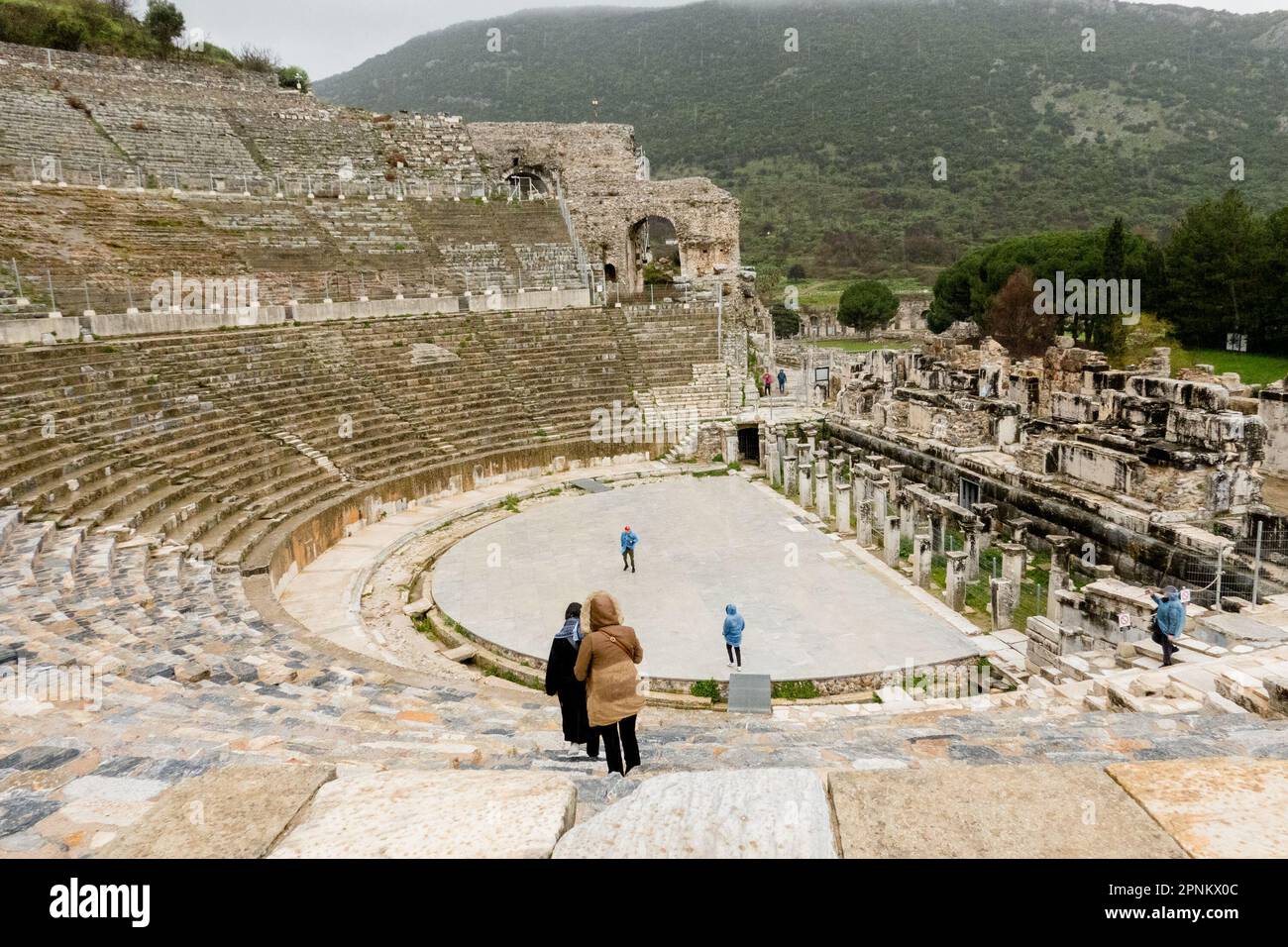 Tourists visit Ephesus, Turkey, a breathtaking archaeological site that ...