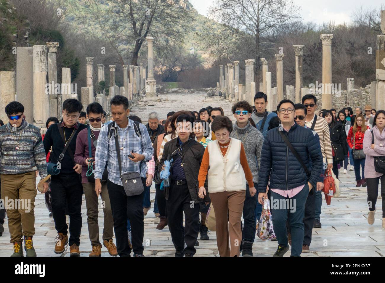 Tourists visit Ephesus, Turkey, a breathtaking archaeological site that ...