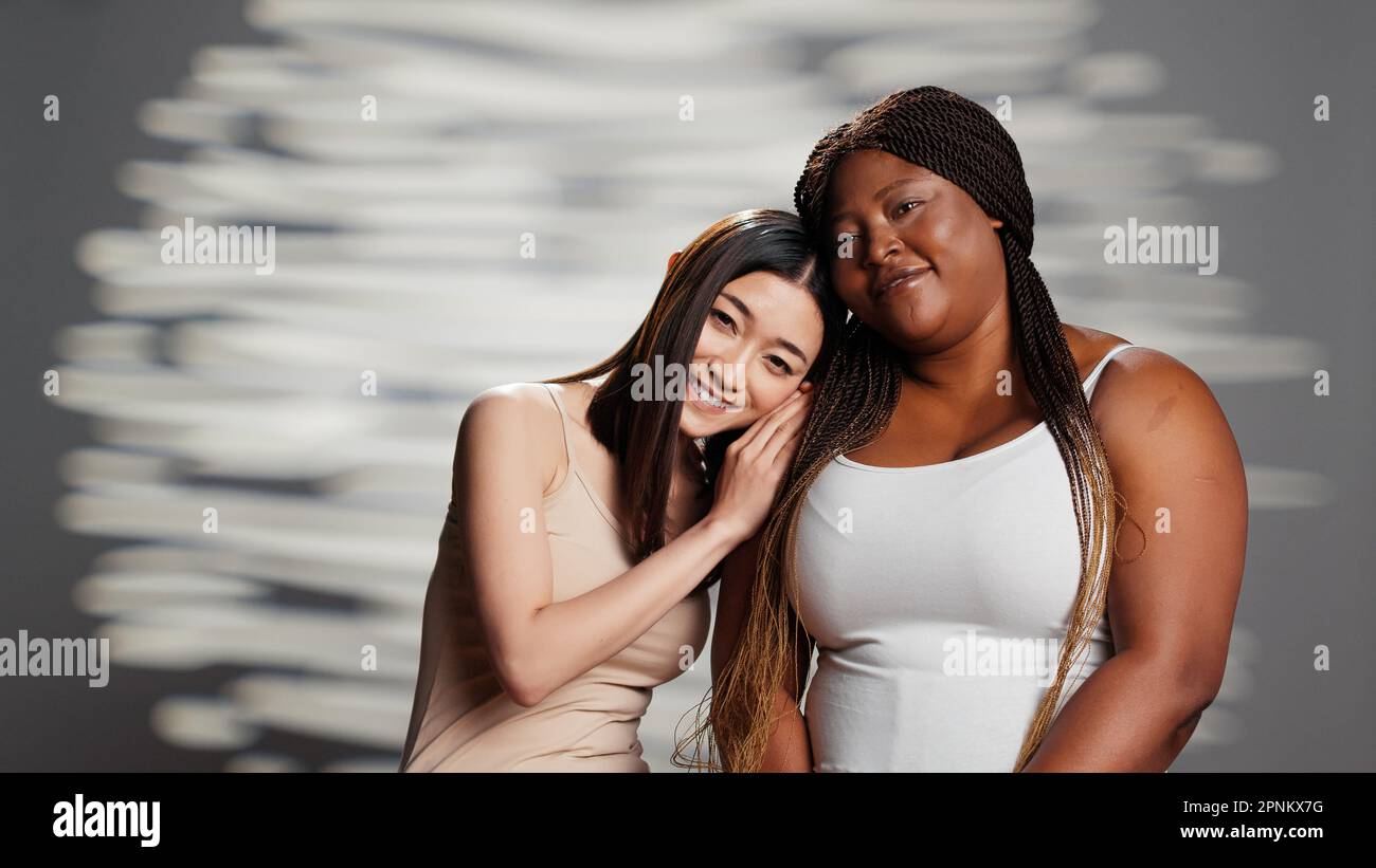 Young Cheerful Women Embracing Imperfections Creating Skincare