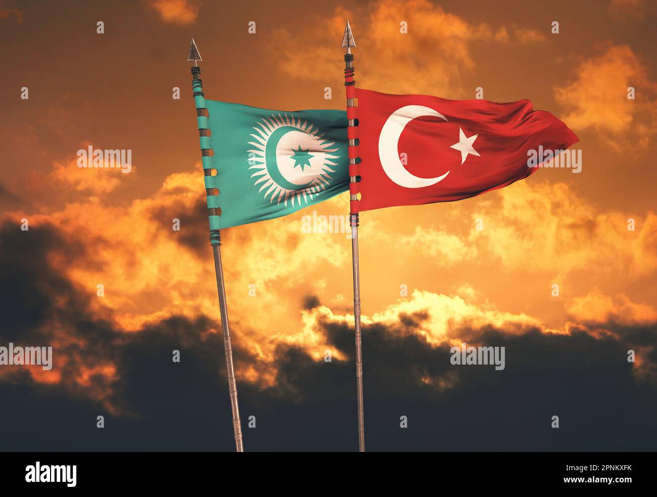 Turkish States, Flag of the Organization of Turkish States Stock Photo ...
