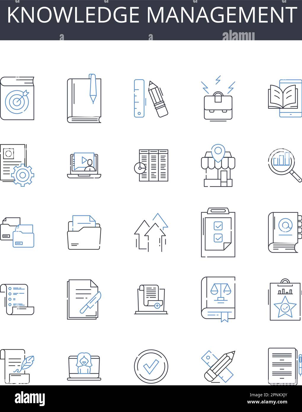 Knowledge management line icons collection. Divine, Blissful ...