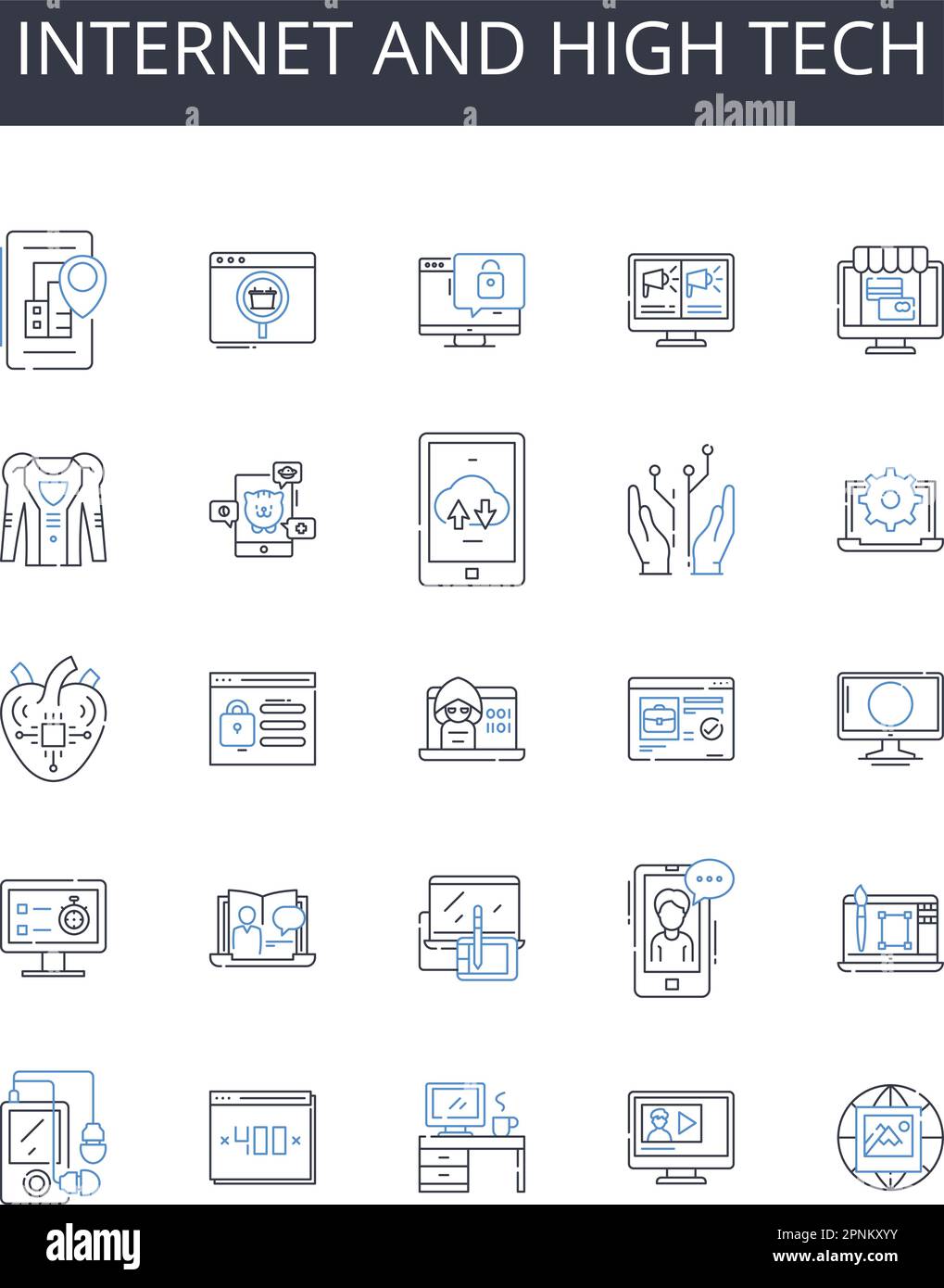 Internet And High Tech Line Icons Collection Immersion Augmented Virtual Realistic