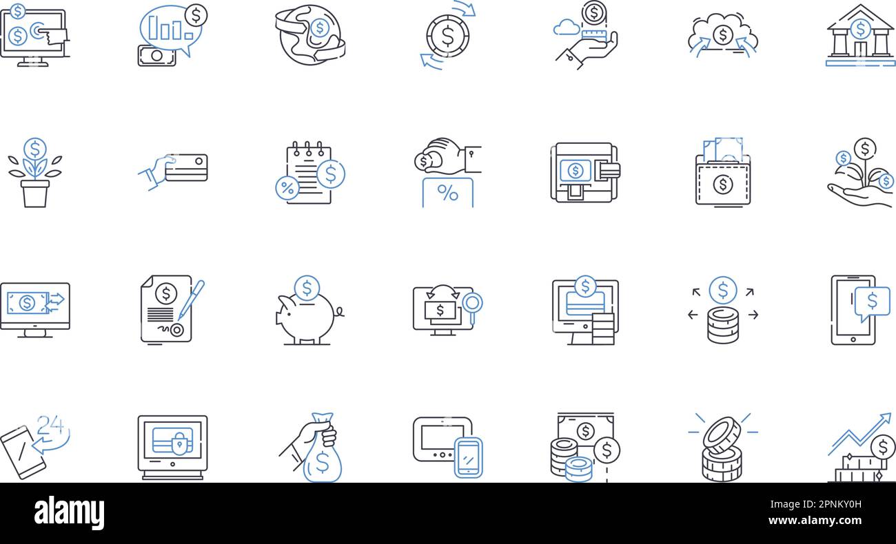 Depositing line icons collection. Transfer, Credit, Transaction ...