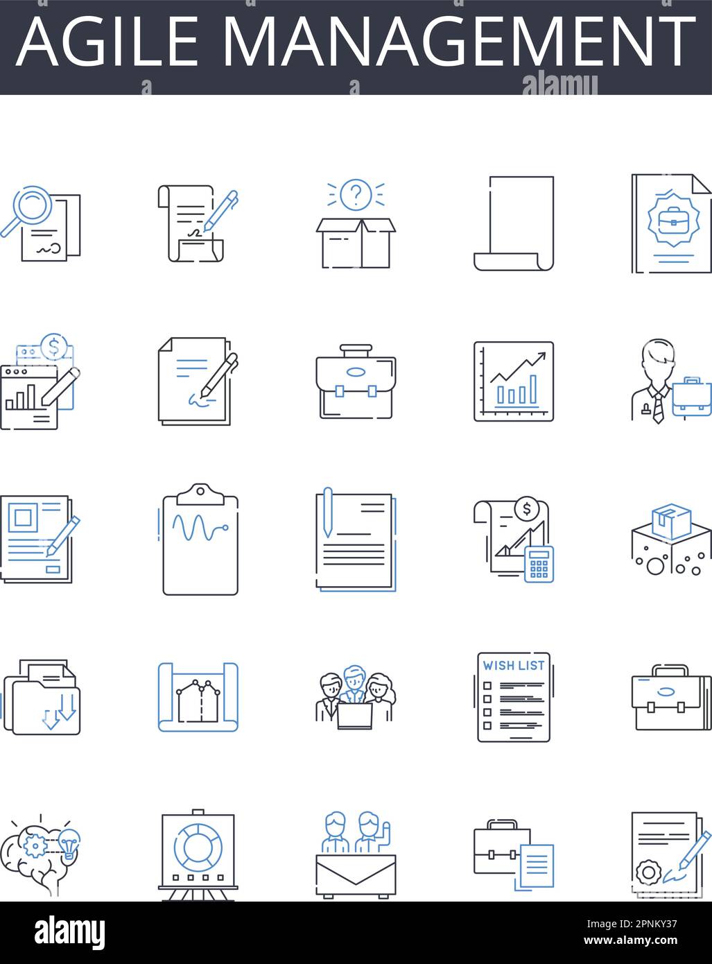 Agile management outline icons collection. Lean leadership, Dynamic ... Agile management outline icons collection. Lean leadership, Dynamic ...
