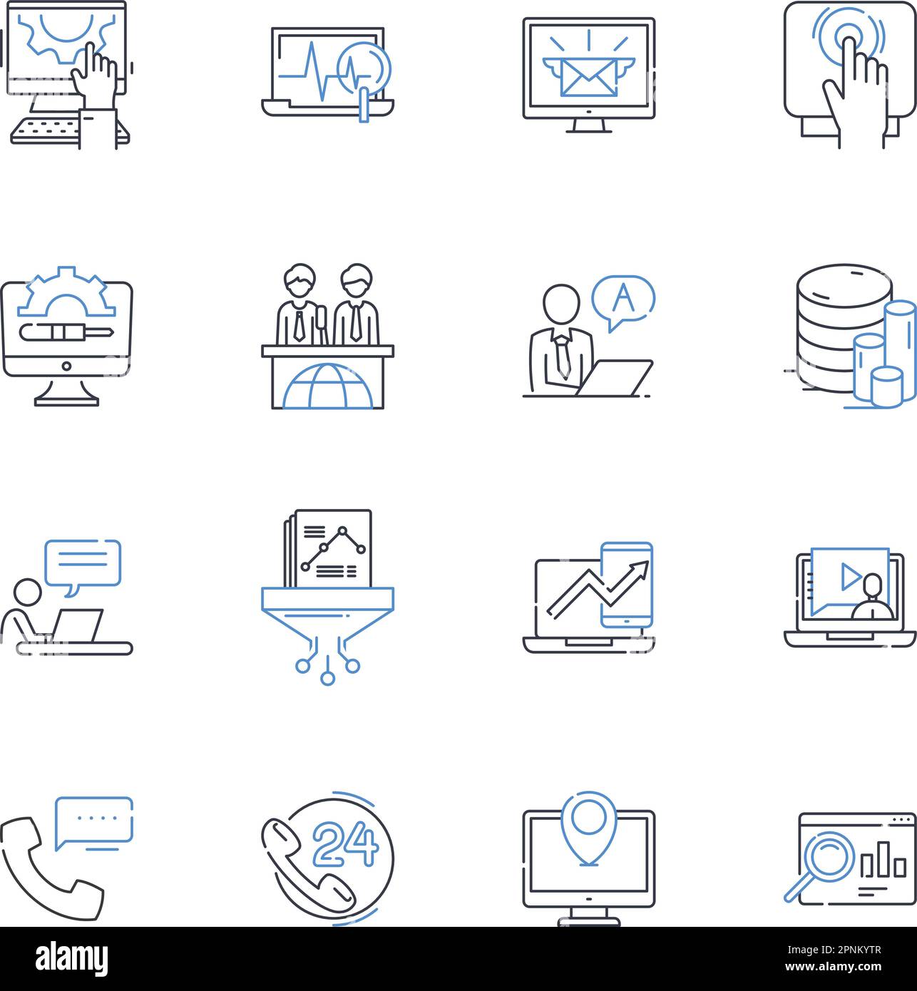 Trade show line icons collection. Exhibitors, Booths, Attendees, Displays, Sales, Marketing ...