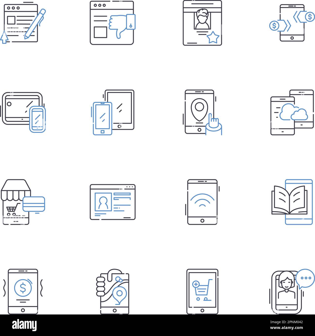 PDA line icons collection. Organize, Schedule, Contacts, Notes, Planner ... PDA line icons collection. Organize, Schedule, Contacts, Notes, Planner ...