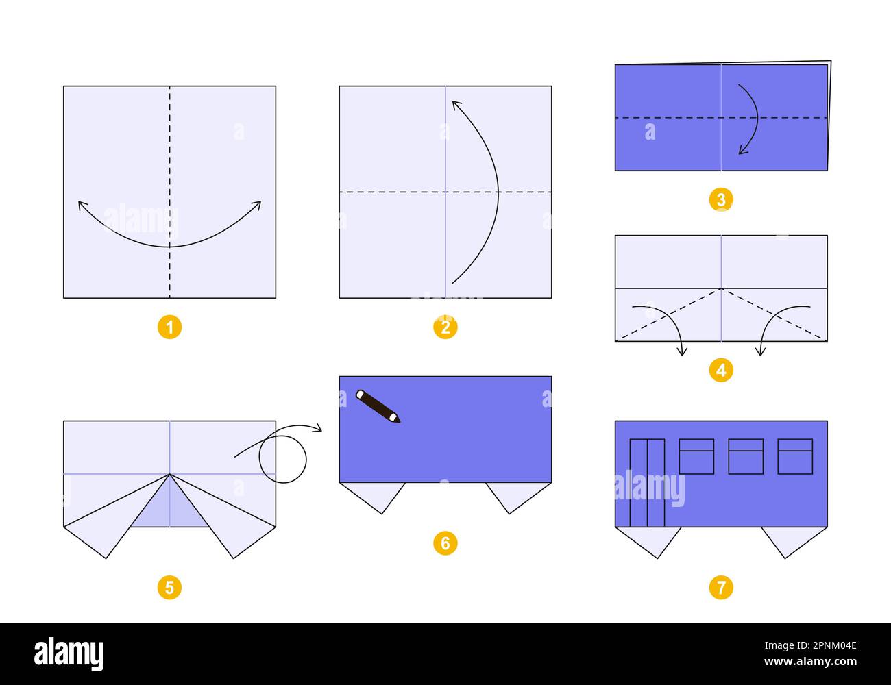 Origami tutorial for kids. Origami cute bus Stock Vector Image & Art ...