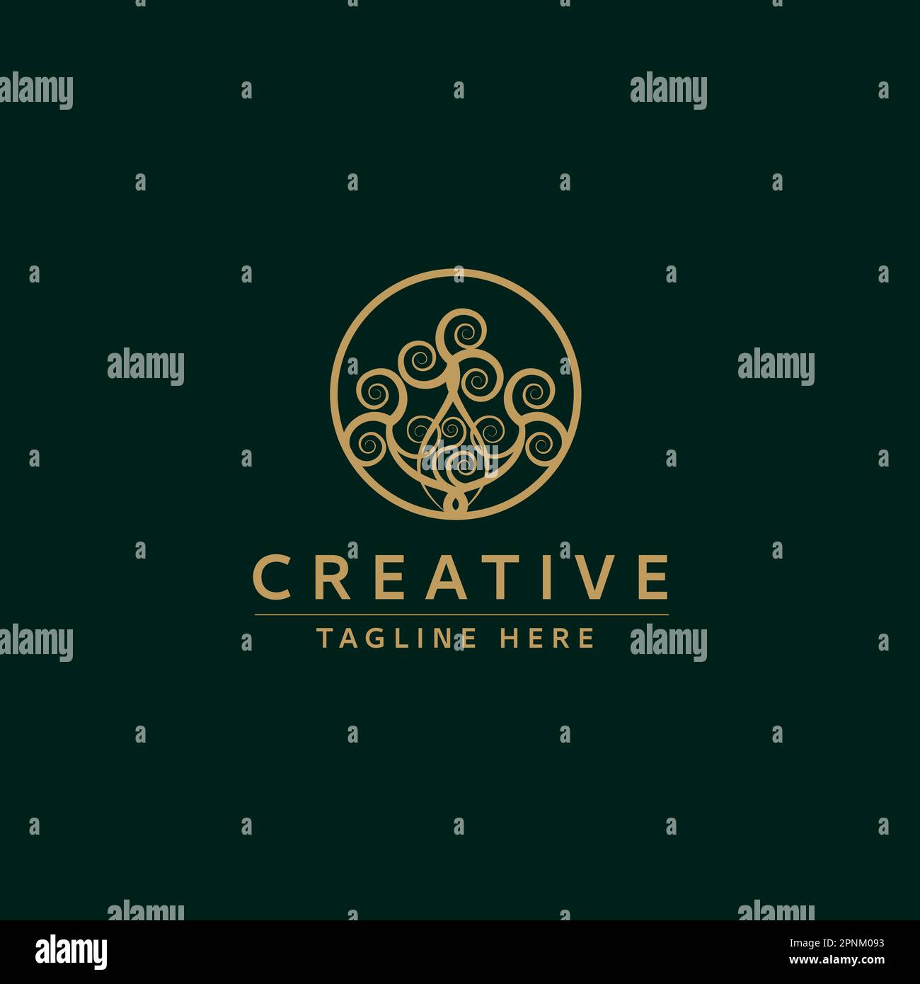 Swirly Tree Vector Logo Grunge Vector Green and Gold Colors Stock Vector Image & Art - Alamy