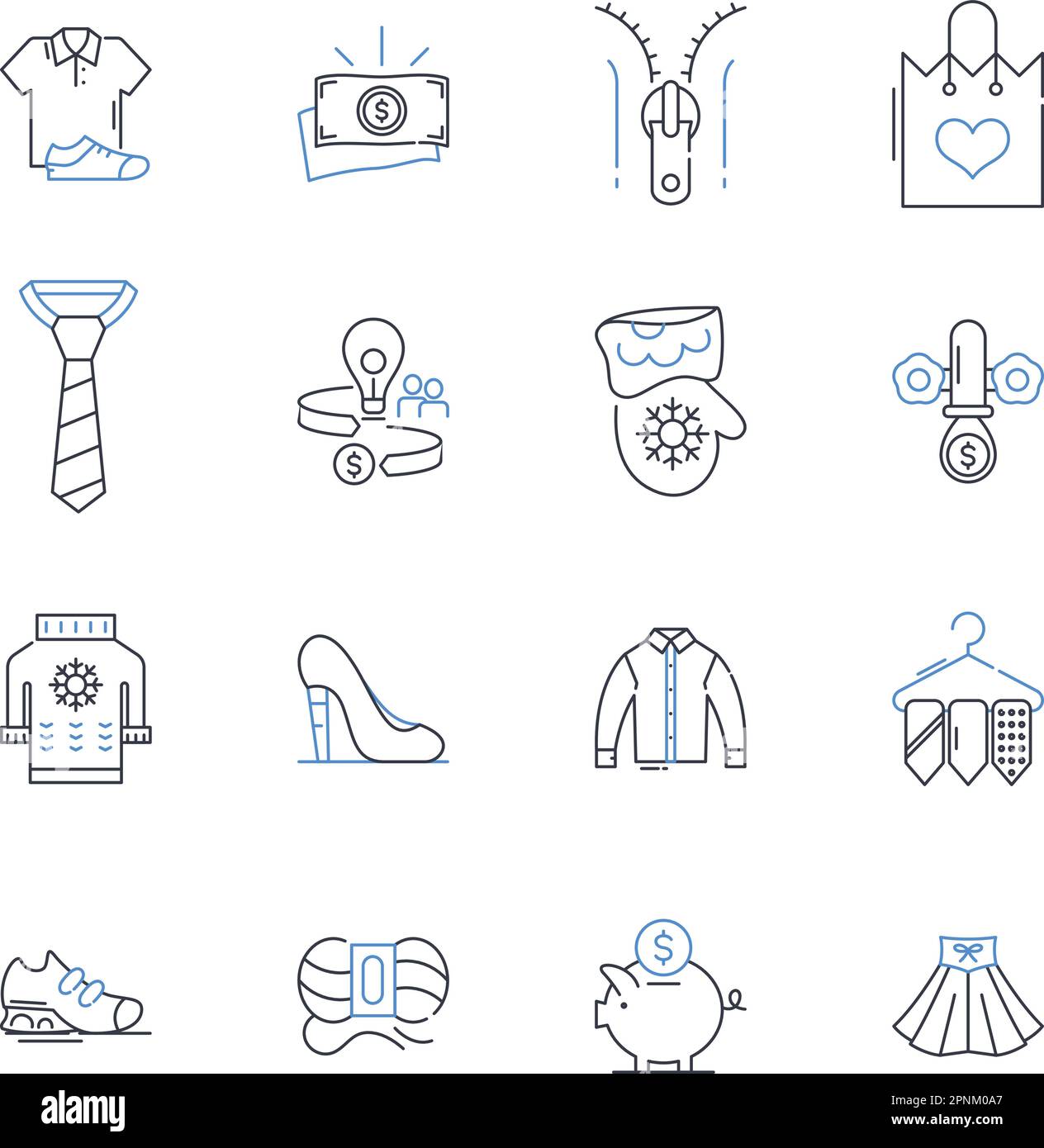 Garment Production Line Icons Collection Cutting Sewing Patterns